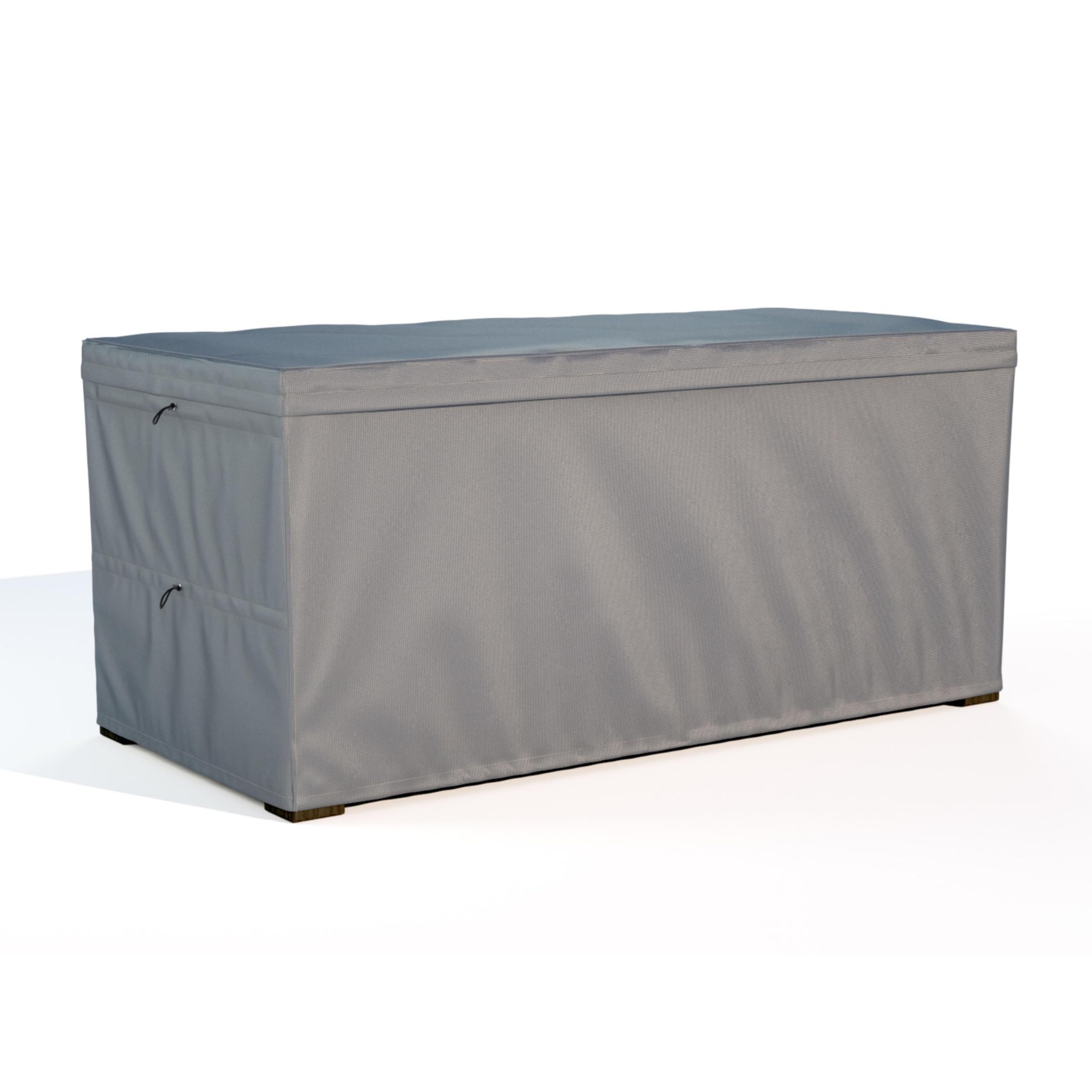 Deck Box Cover, Outdoor Large Storage Box Cover 150 Gallon Deck Box Dust Cover Heavy Duty 600D Oxford Fabric Patio Furniture Cover, Rain, Dust, UV, Wind, Snow Resistant, 62 x 25 x 28 Inches