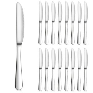 senadore stainless steel dinner knife - knife set of 16 - mirror finish and dishwasher safe - 8.7" dinner knives for casual and formal occasions (casual luxury)