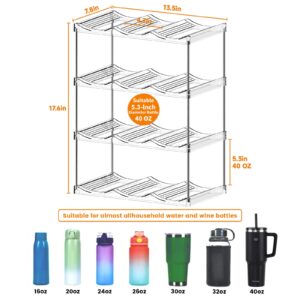 SuoXing 4 Pack Stackable Water Bottle Organizer,4.7" W X5.3 H Great for Stanley Yeti Bottle and Other Tumbler Organizer for Kitchen Cabinets,Clear Stackable Water Bottle Holder and Wine Rack