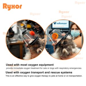 Ryxor Dog Oxygen Mask Set - 5 Sizes, 7 Feet Tubing - Veterinary Designed Breathing Aid for Dogs & Cats - Helps Relieve Breathing Distress from CHF, Tracheal Collapse, Asthma - Vet, EMS, Use（Green）