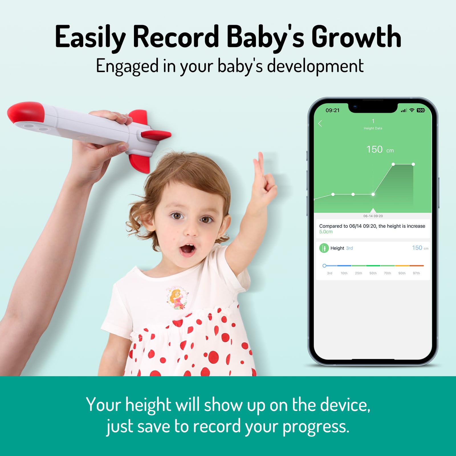 Height Measurement Device, Wireless Ultrasound Stadiometer Height Measuring Device, Smart Digital Height Measuring Device for Kids, with LCD Display, 30cm-220cm / 11.8in-86.6in