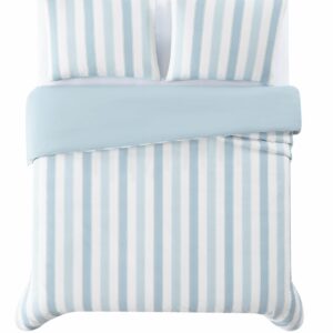 Truly Soft Aiden Stripe Blue King 3 Piece Duvet Cover Set