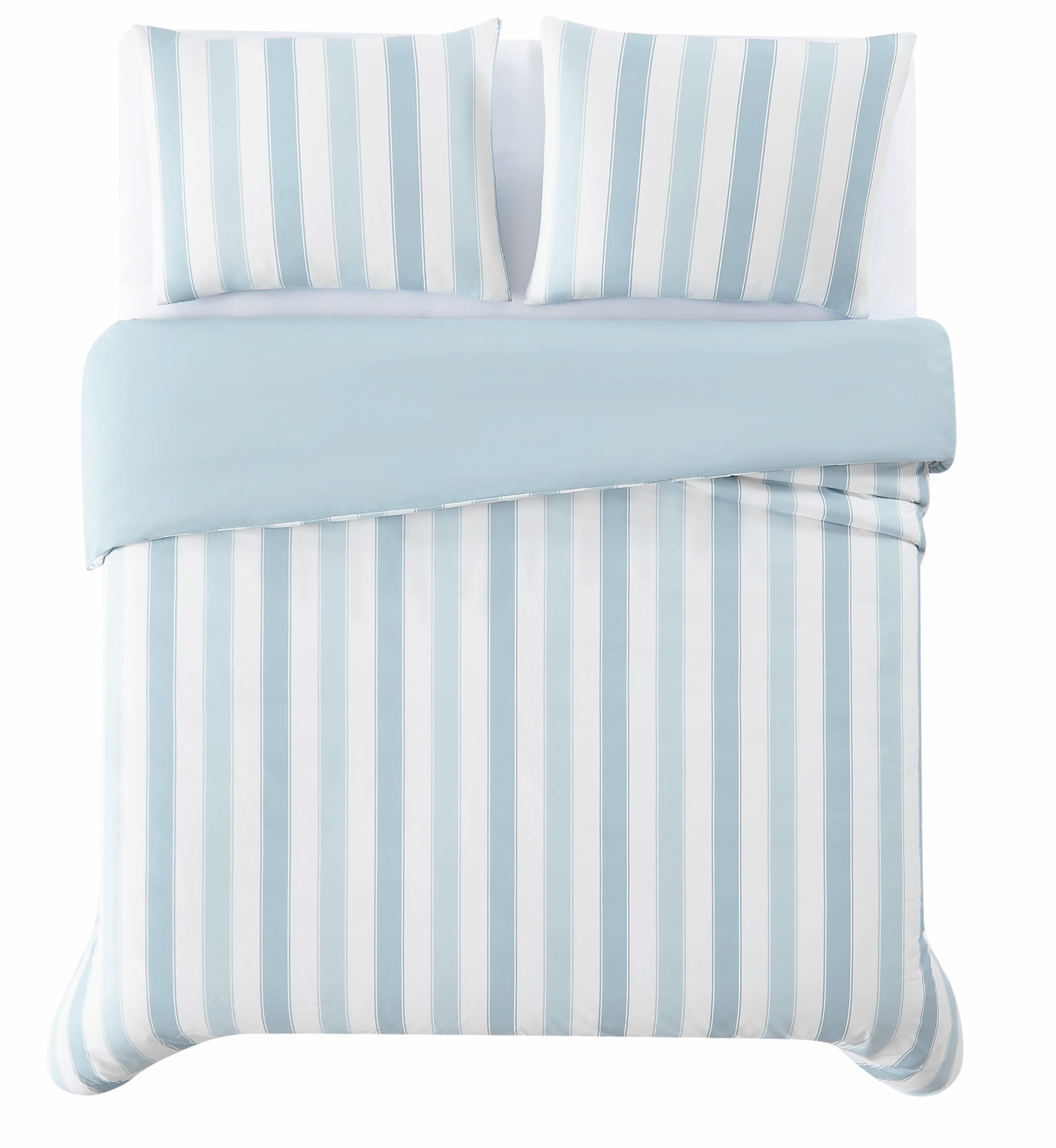 Truly Soft Aiden Stripe Blue King 3 Piece Duvet Cover Set