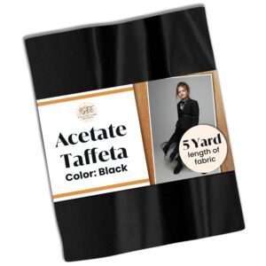 isee fabric 60"x180" inch acetate taffeta sewing fabric - non-stretch material by the yard - ideal for dresses, costumes, decorations - lightweight and durable fabric for projects - black (5 yards)