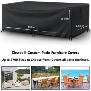 Patio Furniture Covers Outdoor Table Cover Waterproof Rectangular 420D Garden Dining Table Cover Wind Dust Proof Anti-UV Patio Sectional Couch Cover Table and Chair Set Covers 108"Lx82"Wx28"H Black