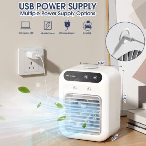 Portable Air Conditioners, 25W Rechargeable Mini Portable AC Unit 2 Cool Air Spray, Personal Cooling Fan with 2 Speeds, Small Room Air Conditioners for Bedroom, Office, Outdoor