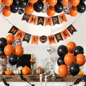 Halloween Balloons Black and Orange Balloons, 50Pcs Orange and Black Halloween Latex Balloons12 Inch Black Orange Confetti Balloons for Halloween, Birthday, Graduation, Black Orange Party Decorations