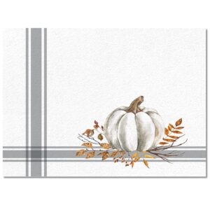 Area Rugs for Living Room, 2'7''x5' Thanksgiving Autumn White Pumpkins Maple Branch Gray Stripes Runner Washable Rug Soft Durable Indoor Carpet Non Slip Floor Mat for Bedroom Dining Room Entryway