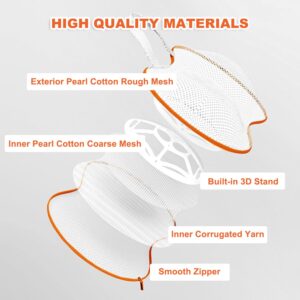 3Pcs Bra Washing Bag for Laundry, Upgraded Large 3D Bracket Mesh Bra Laundry Bags Bra Washer Protector for Laundry Delicates Lingerie Brassiere Wash Bags for Washing Machine (Orange, D to H Cups)