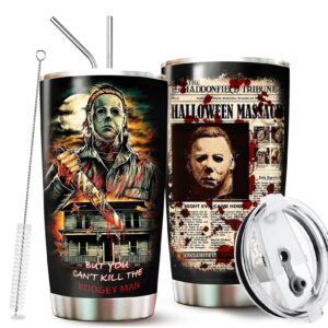 xwlai horror tumbler with lid and straw - gift for men, women who love a good scare - halloween coffee cup - gifts for friend on birthday, christmas - halloween decorations - horror tumbler 20 oz