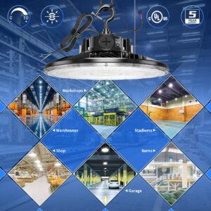 9 Pack 480V UFO LED High Bay Light 150W 100W 80W Adjustable UFO Lights 150 LM/W UL/DLC Listed Dimmable High Bay LED Light 5000K Daylight IP65 Waterproof Commercial Bay Lighting for Factory Warehouse