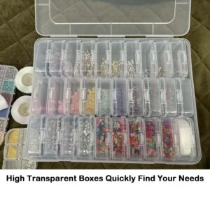 Beyoslf Small Bead Organizer Box, 30PCS Small Clear Plastic Bead Storage Containers Mini Transparent Box Bead Storage Case with Hinged Lid for Collecting Beads Jewelry Crafts Nail Small Items