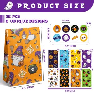 Elunpoe 32pcs Halloween Treat Bags Goodie Bags, Candy Bags for Trick or Treat, Perfect Halloween Party Favor Paper Bags for Snacks, Gift Bags, and Party Supplies