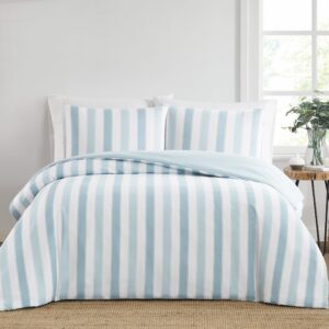 Truly Soft Aiden Stripe Blue King 3 Piece Duvet Cover Set