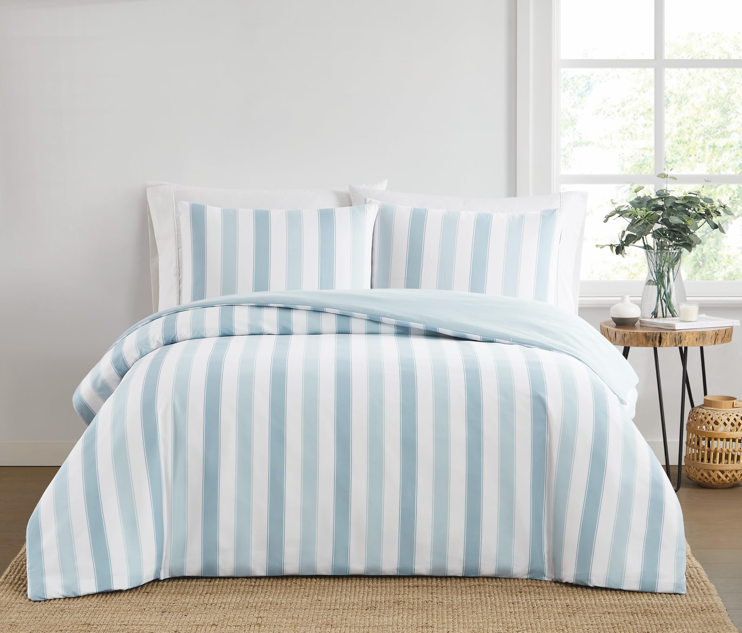 Truly Soft Aiden Stripe Blue King 3 Piece Duvet Cover Set