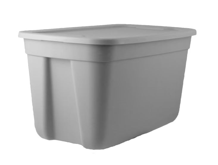 Generic Large 30-Gallon (120-Quart) Gray Heavy Duty Tote with Standard Snap Lid, Stackable Storage Bin with Molded Handles for Easy Carrying (18)