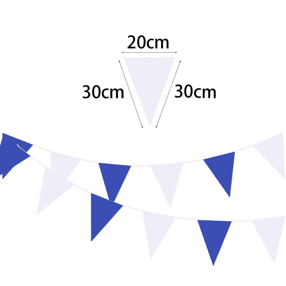 40 Meters 131ft Blue and White Outdoor Waterproof PE Plastic Party Banner Decorations, Triangular Flags Pennant Bunting for Birthday Graduation