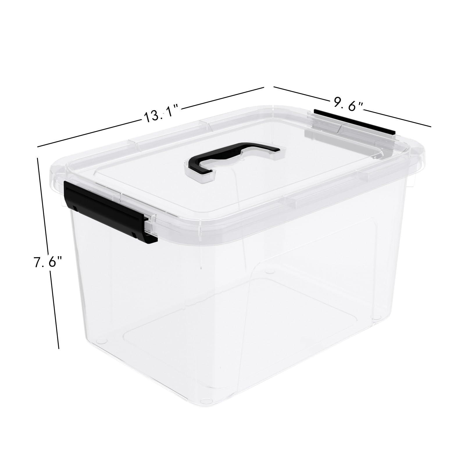 Neadas 12 Quarts Clear Latch Storage Bins with Lid, Clear Plastic Storage Latching Box with Handle, 6 Packs