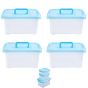 yimibloss 5 quart plastic latching storage boxes with lids, 4-pack clear storage bin box with handle containers to organize shoes and closet shelves, classroom organization teacher tools