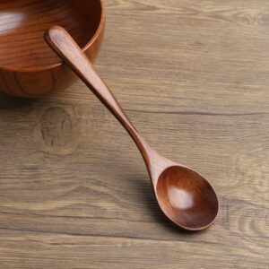 6 PCS Wooden Spoons for Eating 7 Inch Small Wood Teaspoons Perfect for Coffee Honey Tea Wooden Serving Table Spoons Set Serving Spoons for Soup Desserts & Cereal