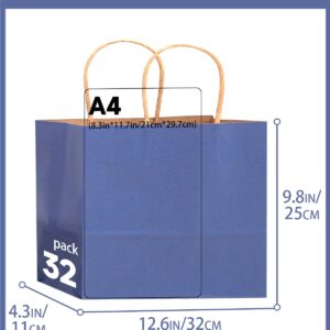 qiqee 13"x4.5"x10" Large Gift Bag with Handles Bulk 32PCS Gift Paper Bags 16 Different Senior Color Bags Multiple Uses (Wide Large)