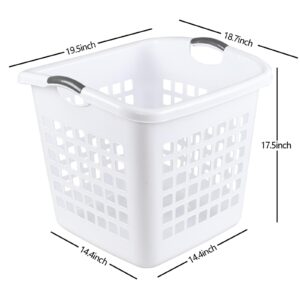 Saedy 4 Pack Large Plastic Laundry Baskets, White Clothes Hamper for Laundry