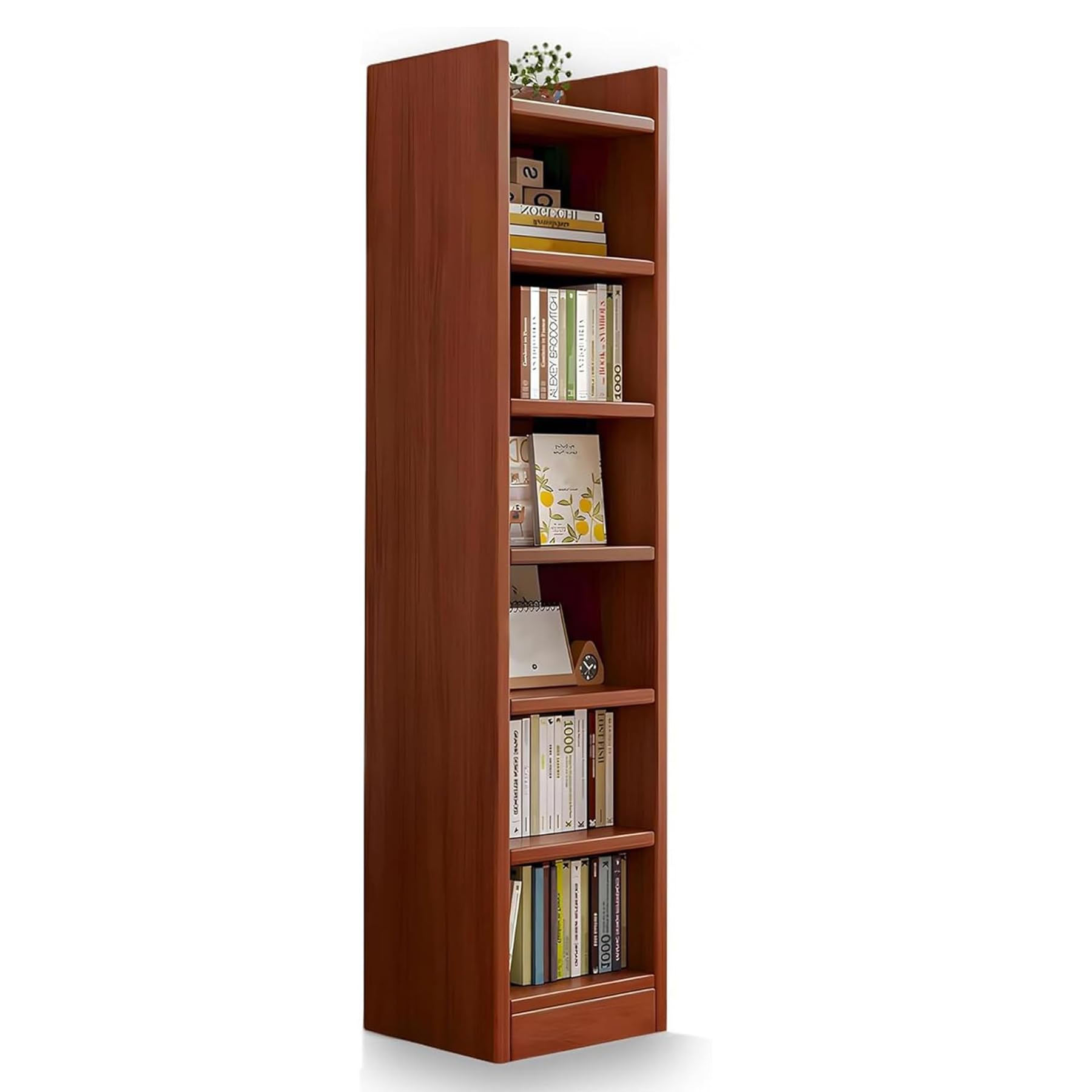 6-Tier Open Shelf Bookcase, 71'' Brown Corner Bookcase with Storage,Open Display Cabinet with Back Panel, Tall Narrow Bookcase for Home Office Classroom