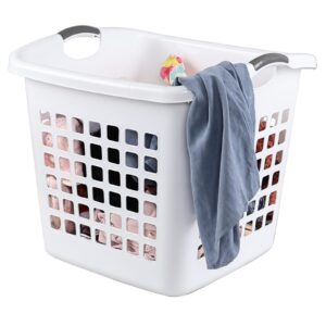 Saedy 4 Pack Large Plastic Laundry Baskets, White Clothes Hamper for Laundry