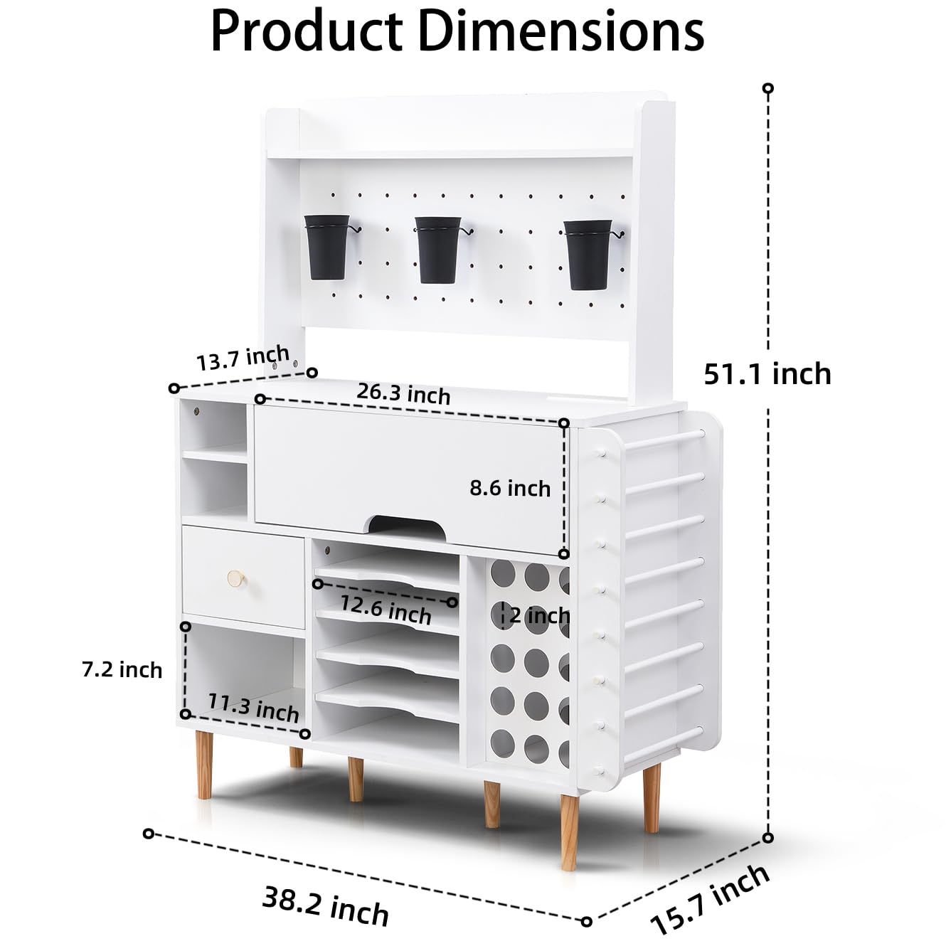 Cooday Craft Organization and Storage Cabinet Compatible with Cricut Machines, Craft Table with Storage for Adults, Crafting Desk with Power Outlet,Pegboard, Vinyl Holders