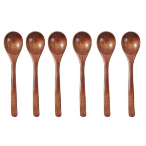 6 pcs wooden spoons for eating 7 inch small wood teaspoons perfect for coffee honey tea wooden serving table spoons set serving spoons for soup desserts & cereal