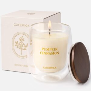 Goodpick Pumpkin Cinnamon Candles, Fall Candle, Aromatherapy Scented Candle, Soy Candle, Candles for Home Scented, Gifts for Women, Her, Mom, Birthday Gifts, Housewarming Gifts, 7 oz 45 Hours Burn