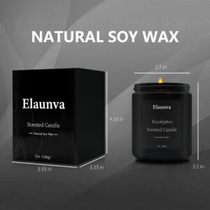 Elaunva Eucalyptus Scented Candle,7oz(200g),Natural Soy Wax,Aromatherapy Candles,Home Decorations,Romantic Present,Stress Relief and Relax Gift for Men and Women(7oz(200g), Eucalyptus)