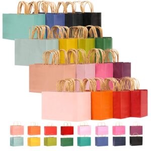 qiqee 13"x4.5"x10" large gift bag with handles bulk 32pcs gift paper bags 16 different senior color bags multiple uses (wide large)