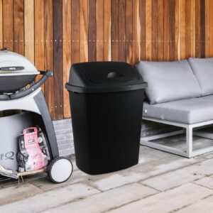 EudokkyNA 4 Pack 18.5 Gallons Large Garbage Bin with Lid, Black Swing Top Trash Can