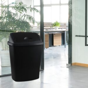 EudokkyNA 4 Pack 18.5 Gallons Large Garbage Bin with Lid, Black Swing Top Trash Can