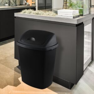 EudokkyNA 4 Pack 18.5 Gallons Large Garbage Bin with Lid, Black Swing Top Trash Can