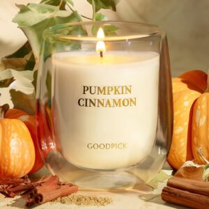 goodpick pumpkin cinnamon candles, fall candle, aromatherapy scented candle, soy candle, candles for home scented, gifts for women, her, mom, birthday gifts, housewarming gifts, 7 oz 45 hours burn