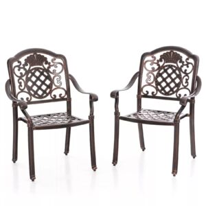 vcjta 2pcs aluminum outdoor armchairs, patio metal chairs with ergonomic curved seat - stylish seating for your garden