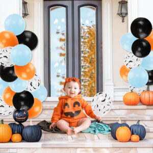 Blue Halloween First Birthday Decor, Boys Halloween Spooky One Banner Blue Cute Ghost Cake Topper Balloons for Halloween Theme 1st Birthday Party The Spooky One Little Boo Happy Boo Day Party Supplies