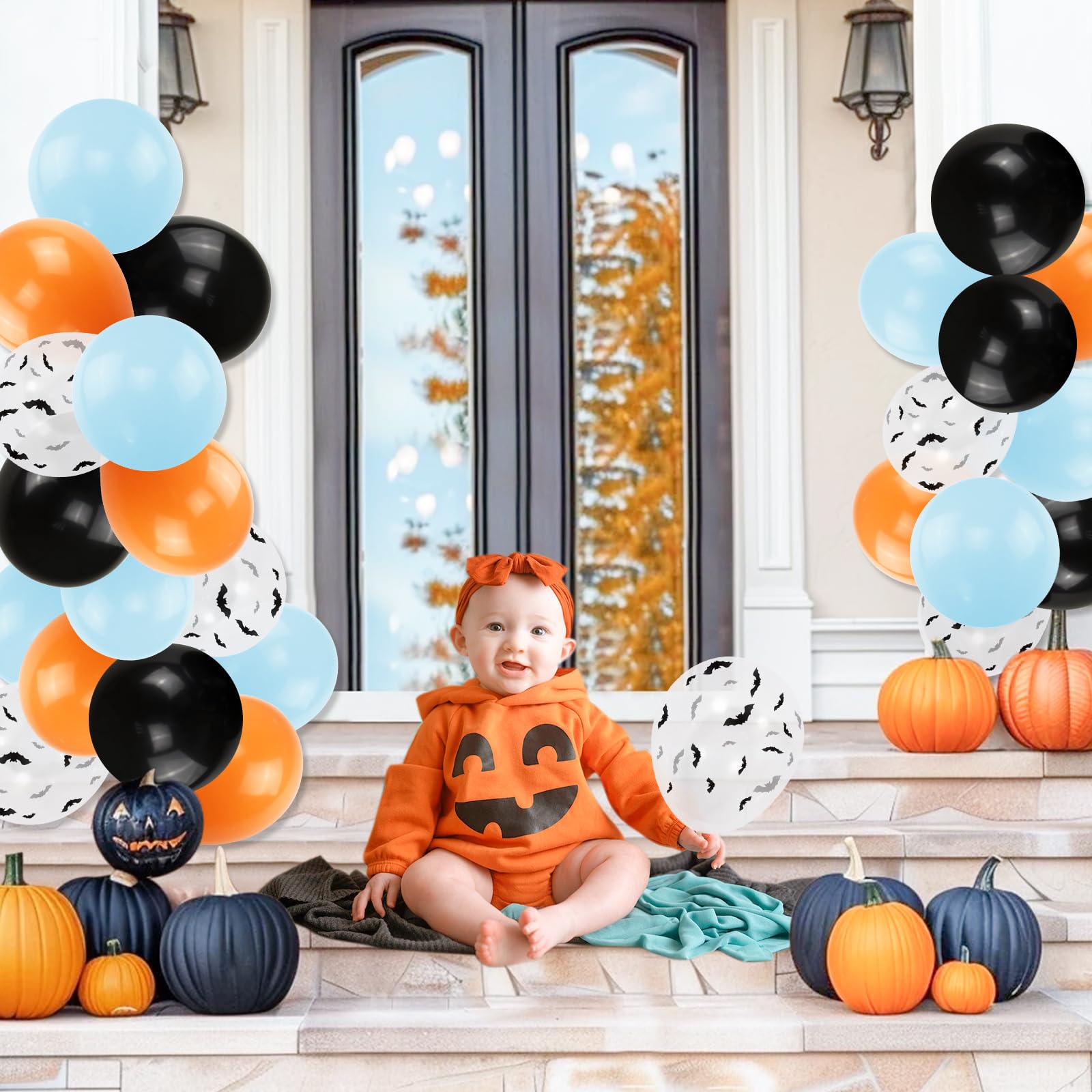 Blue Halloween First Birthday Decor, Boys Halloween Spooky One Banner Blue Cute Ghost Cake Topper Balloons for Halloween Theme 1st Birthday Party The Spooky One Little Boo Happy Boo Day Party Supplies