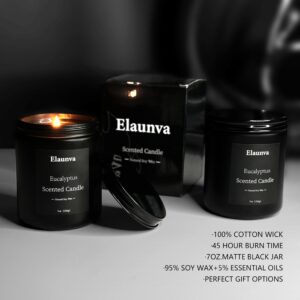 Elaunva Eucalyptus Scented Candle,7oz(200g),Natural Soy Wax,Aromatherapy Candles,Home Decorations,Romantic Present,Stress Relief and Relax Gift for Men and Women(7oz(200g), Eucalyptus)