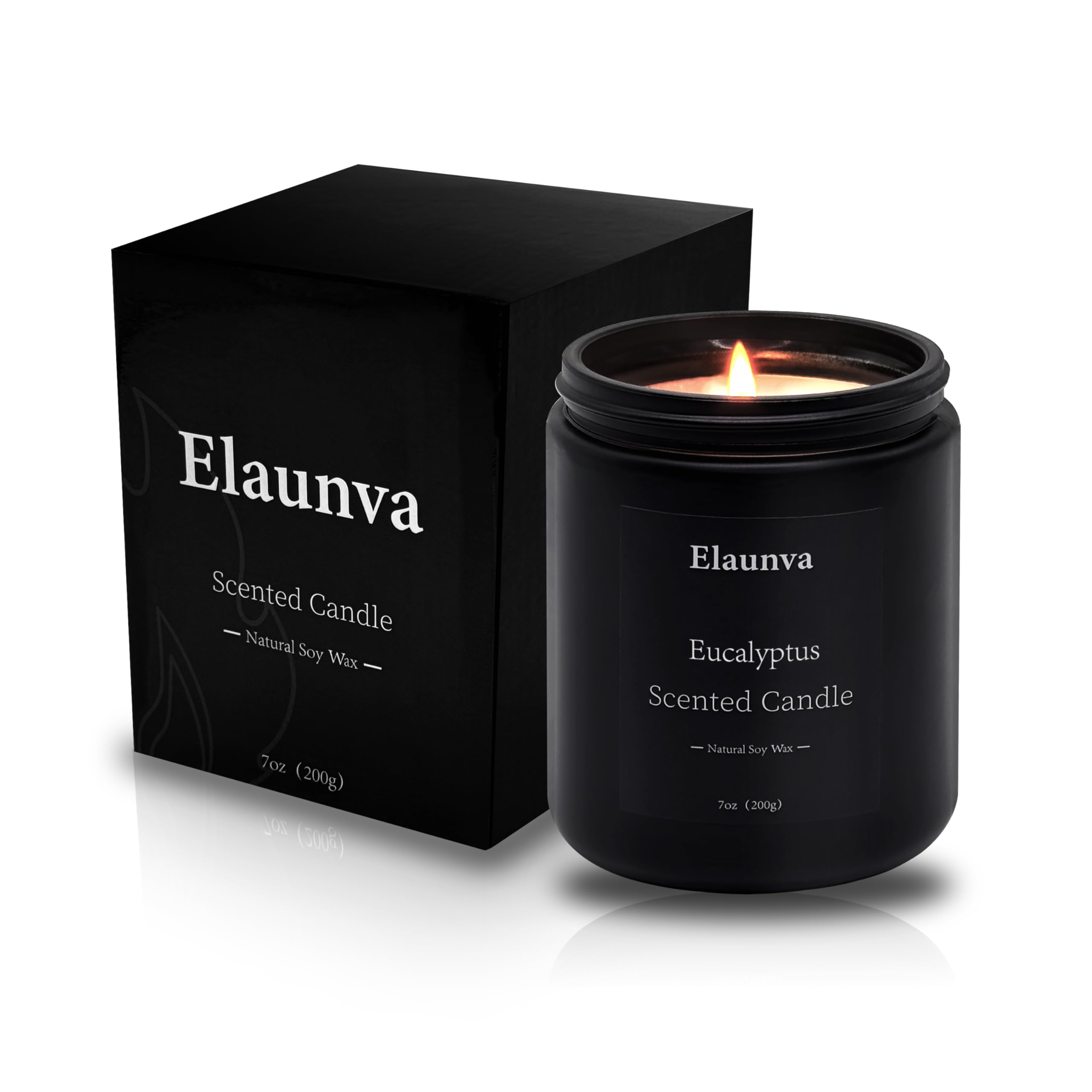 Elaunva Eucalyptus Scented Candle,7oz(200g),Natural Soy Wax,Aromatherapy Candles,Home Decorations,Romantic Present,Stress Relief and Relax Gift for Men and Women(7oz(200g), Eucalyptus)