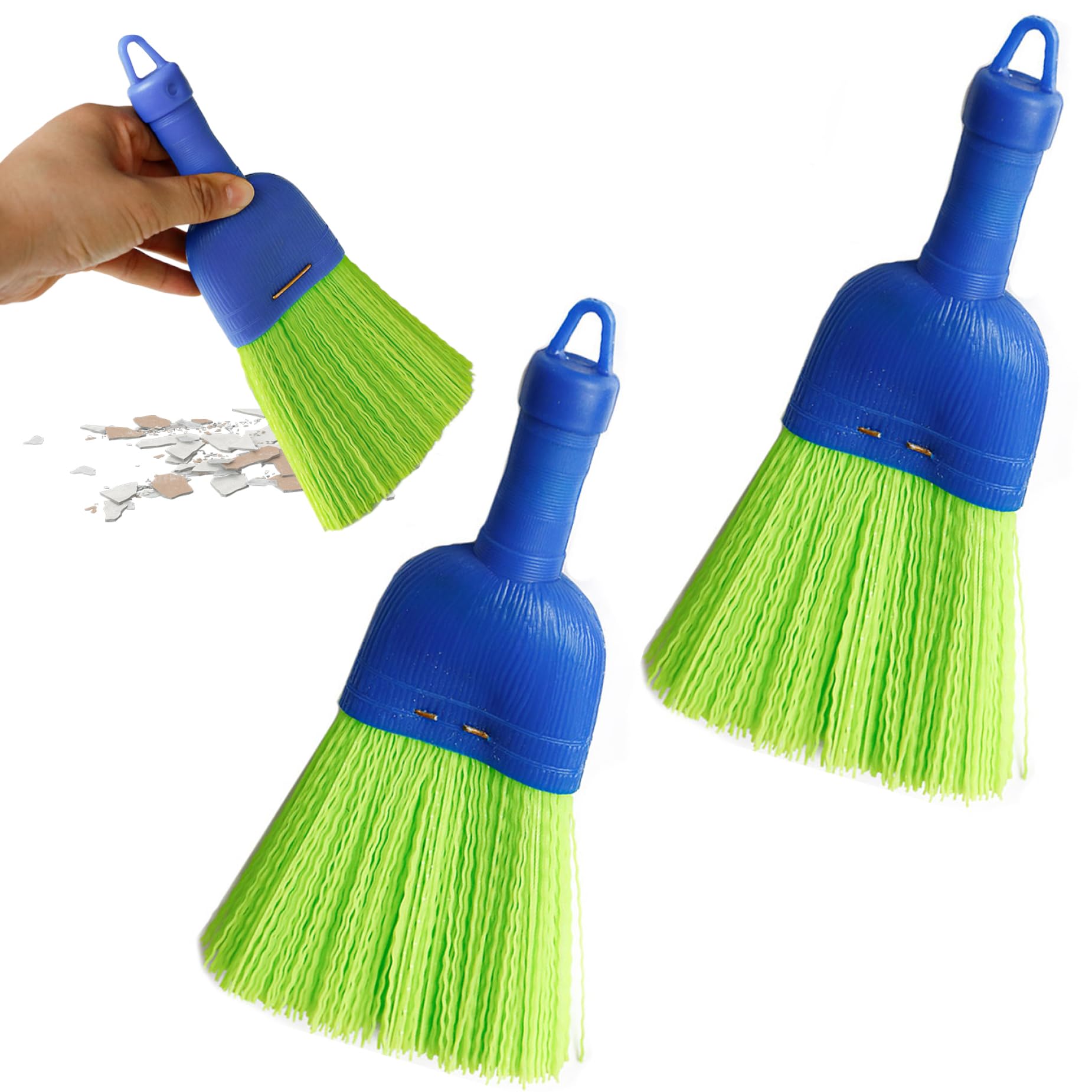 Whisk Broom, Hand Broom, 2PCS Plastic Hand Broom with Thick Bristle, 4.7x9.8 Mini Broom with Hang Holes, Hand Broom Brush for Tabletops, Windowsills, Corners, Furniture