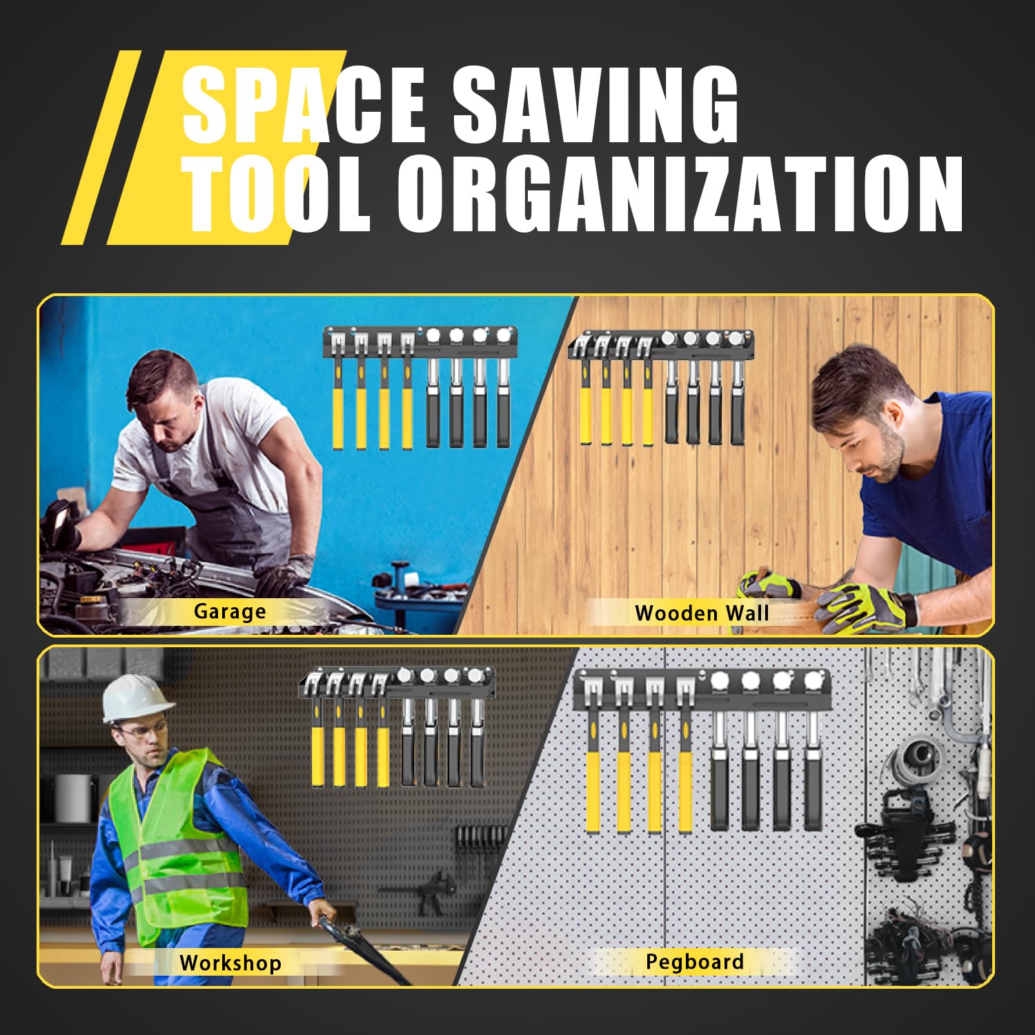 ValuXpro Hammer Holder,Hammer Storage Tool Rack Organizer Wall Mount for Garage,Pegboard,Workshop,Home,Fit Most of Hammer or Small Tools