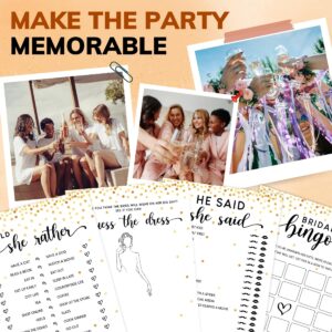 STOFINITY Fun Bridal Shower Games for 25 Guests - Set of 4 Wedding Shower Games for Reception, Gold Bridal Shower Bingo Game, He Said She Said Wedding Games Ideas for Bridal Party Decorations (5x7)