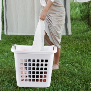 Saedy 4 Pack Large Plastic Laundry Baskets, White Clothes Hamper for Laundry