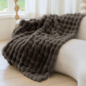 cozy faux fur blanket – soft, fluffy, warm bubble blanket for couch, bed & living room | large and luxury fleece blanket | ideal for couch throws, decorative throws, or bed comforter,apricot orange