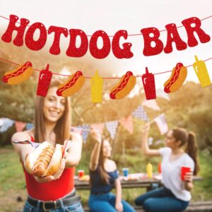 Hotdog bar Banner Hotdog Birthday Party Supplies for Children Kids Sausage Bday Party Decorations