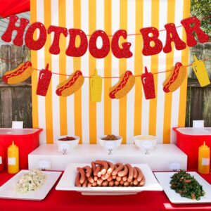 Hotdog bar Banner Hotdog Birthday Party Supplies for Children Kids Sausage Bday Party Decorations