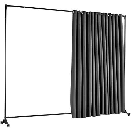 VEVOR Room Divider Curtain, 8 ft x 10 ft Portable Panel Room Divider with Wheels Curtain Divider Stand, Room Divider Privacy Screen for Office, Bedroom, Dining Room, Study, Light Grey